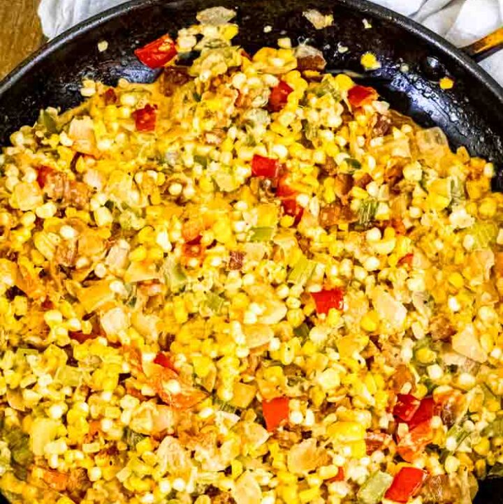 Maque Choux Recipe (Creamy Cajun Corn with Bacon & Peppers)