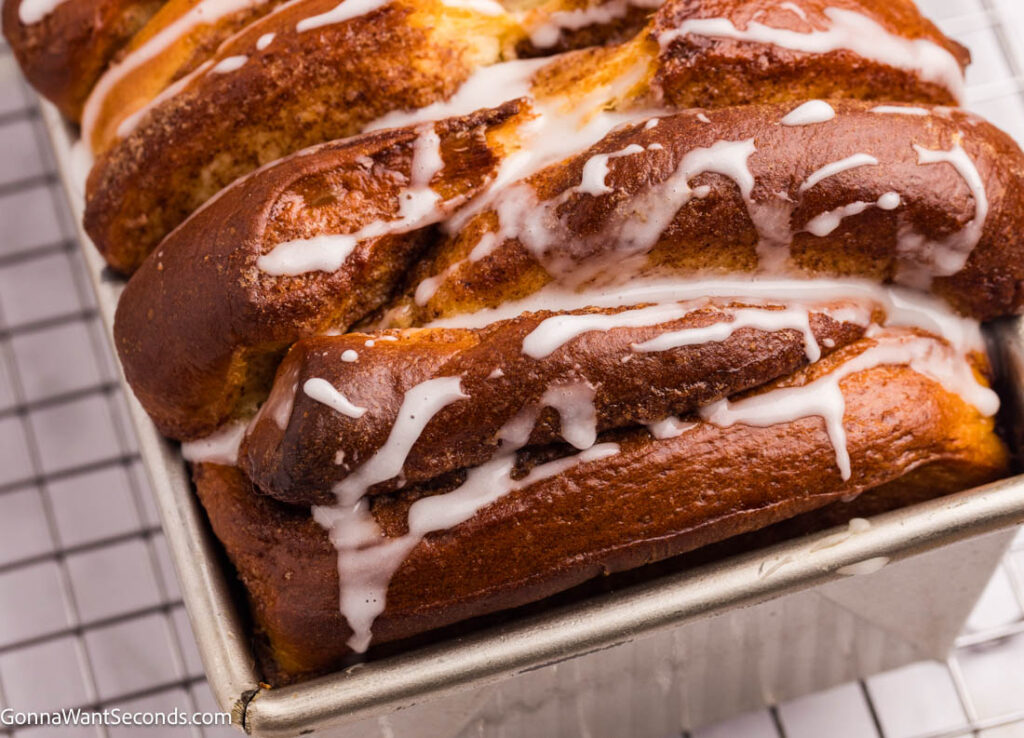 Cinnamon Pull Apart Bread {From Scratch with Powdered Sugar Glaze}